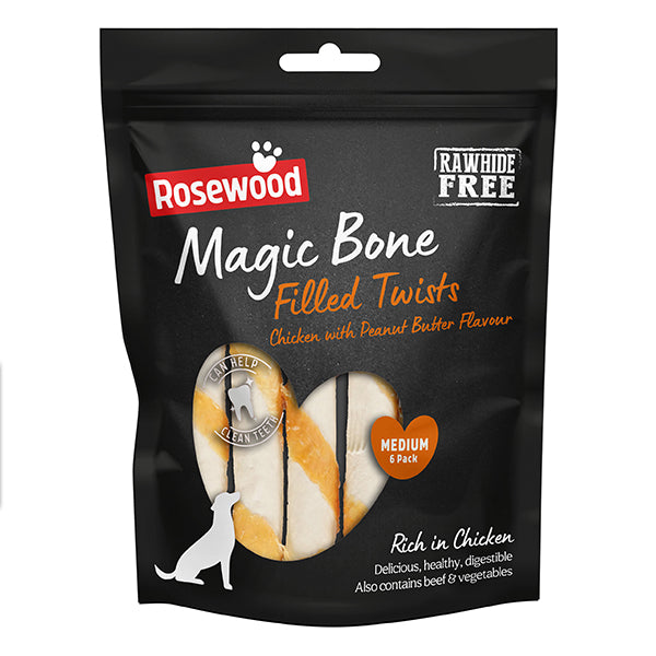 Rosewood Magic Bone Filled Twists - Chicken with Peanut Butter 6 pack