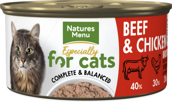 Natures Menu Adult Cat Food Tin Beef Chicken 85g
